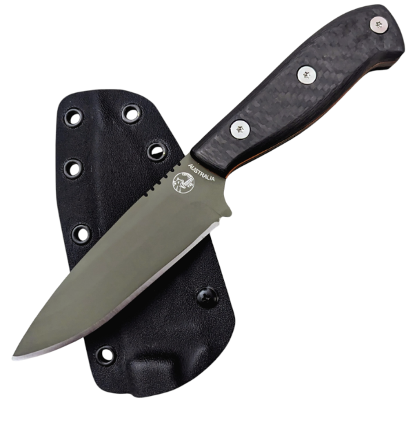 Australian Made Bushcraft Fixed Blade Knife Carbon Fiber Scales ...