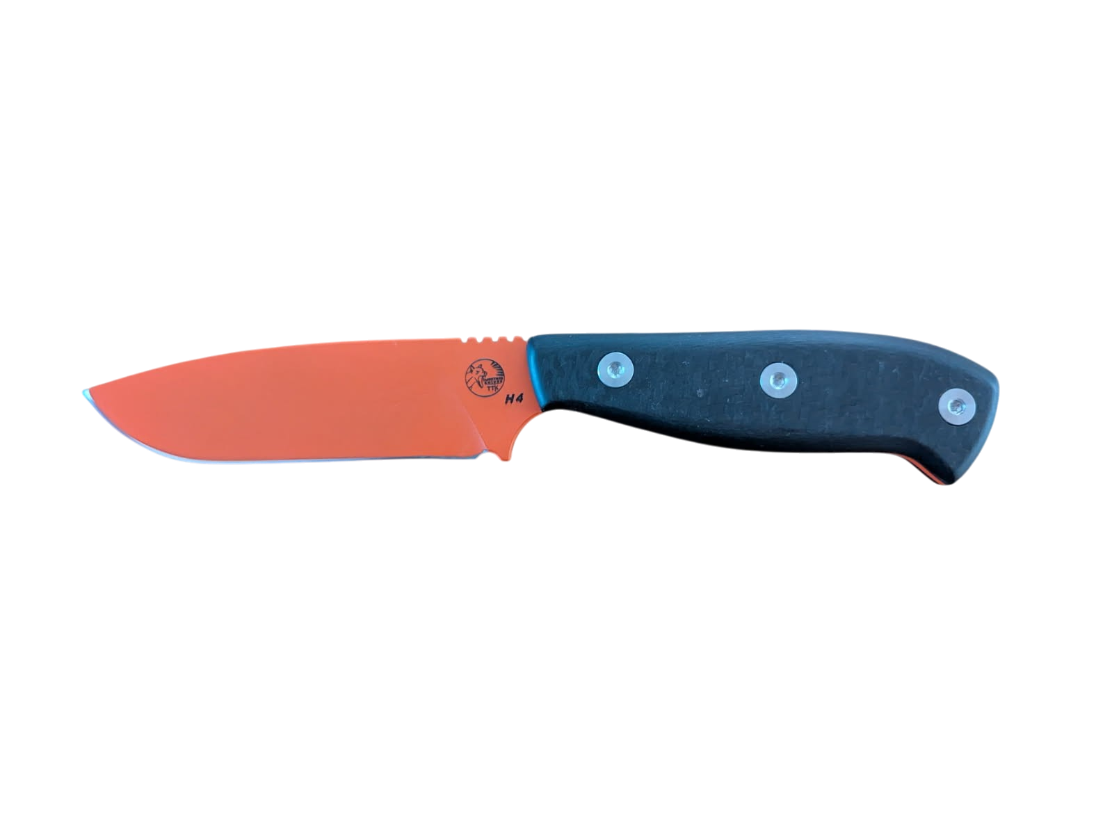 4″ Fixed Blade Hunting Knife Carbon Fiber Handle Orange Cerakote Blade ...